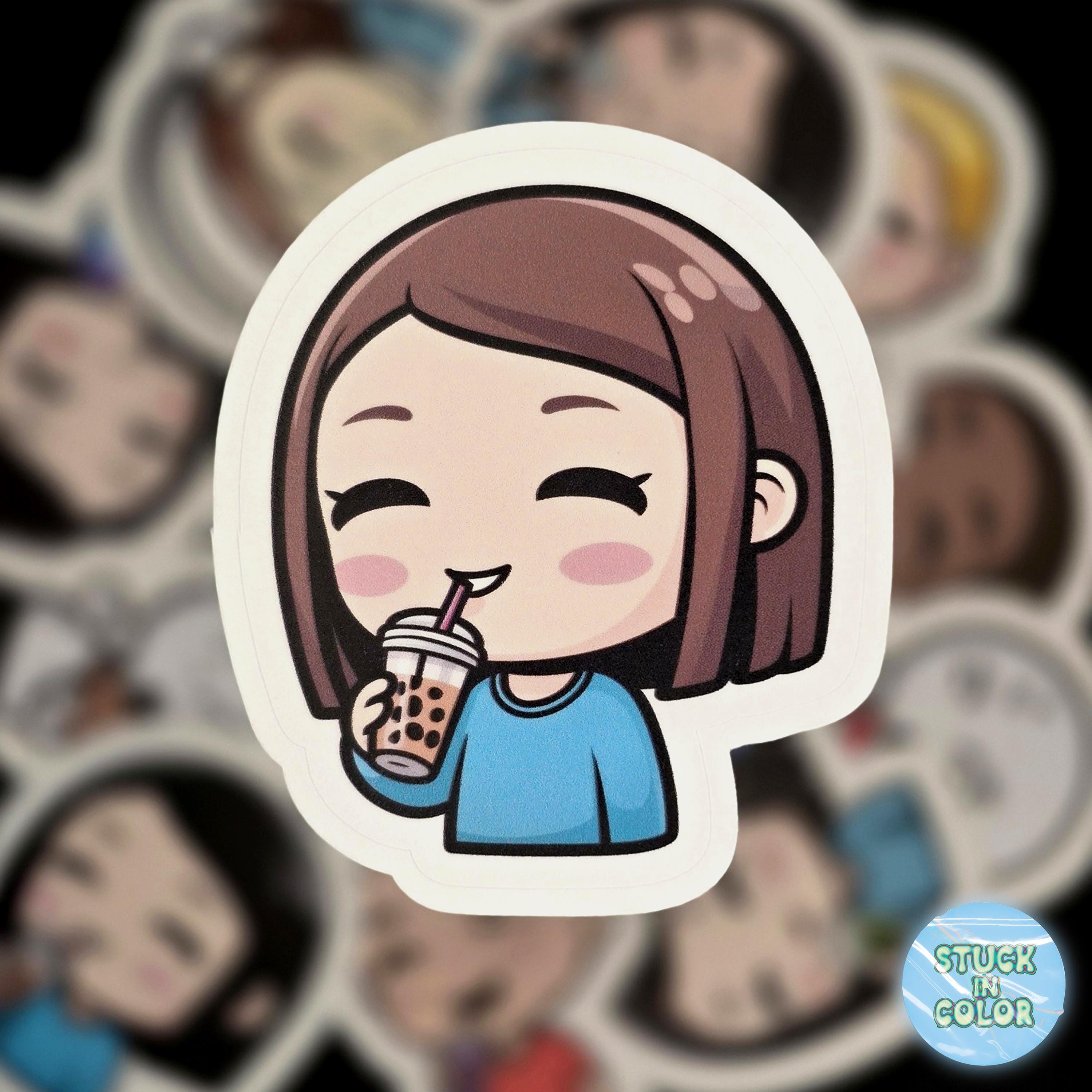 Cute Chibi Boba Girl Sticker | Easy-peel Matte Vinyl Decal | Water ...