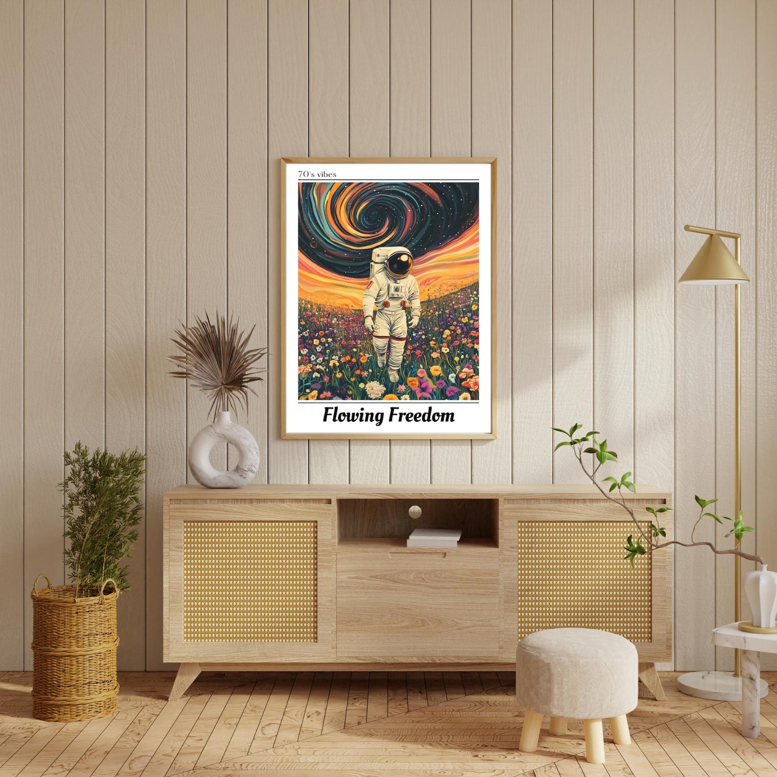 Flowing Freedom - 70s Wall Art, Psychedelic Boho Wall Decor Print ...