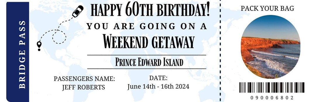 Editable Birthday Getaway Card Fun & Customizable Design Instant ...