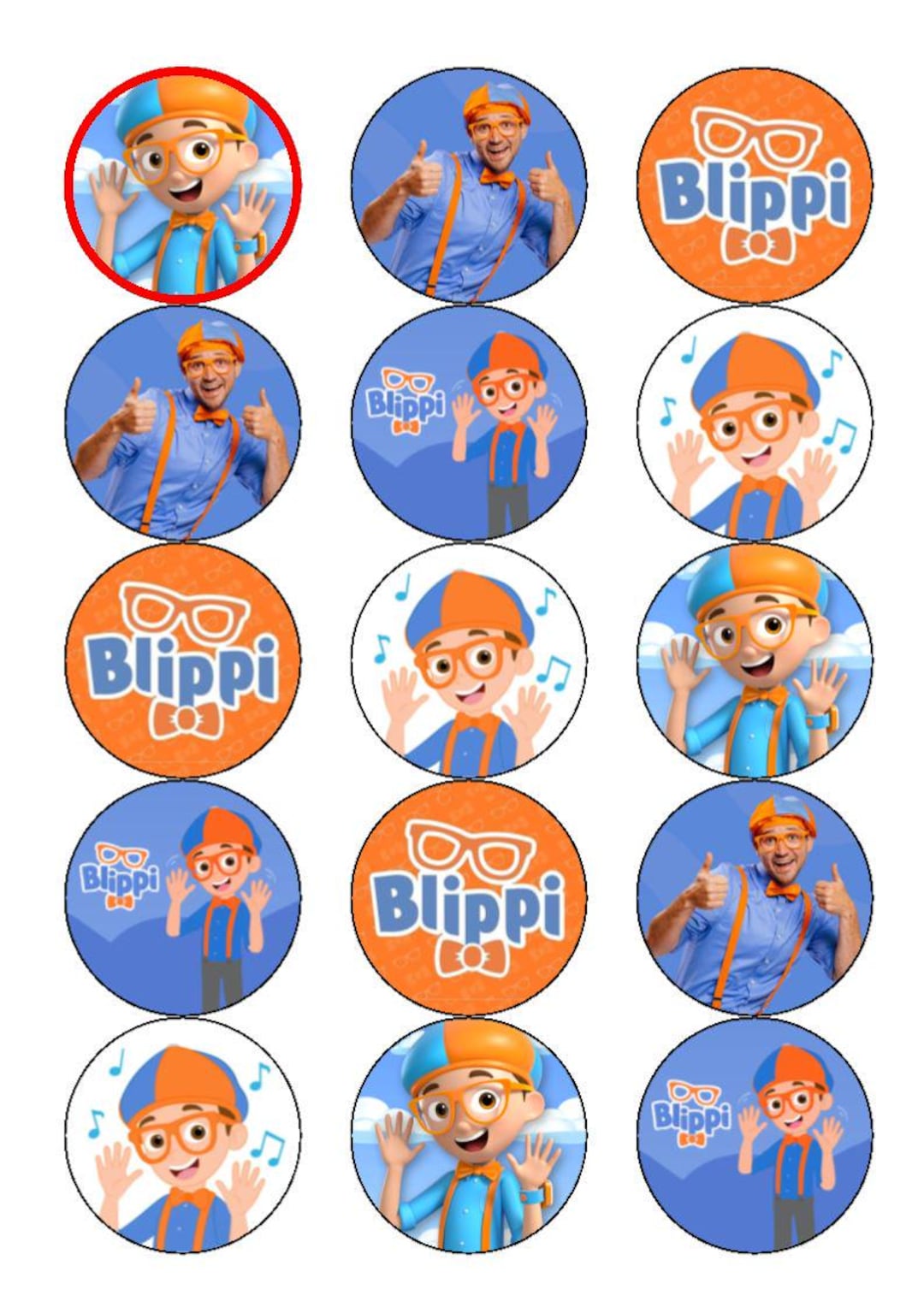 Blippi Cupcake Edible Print Cake Topper - Etsy UK