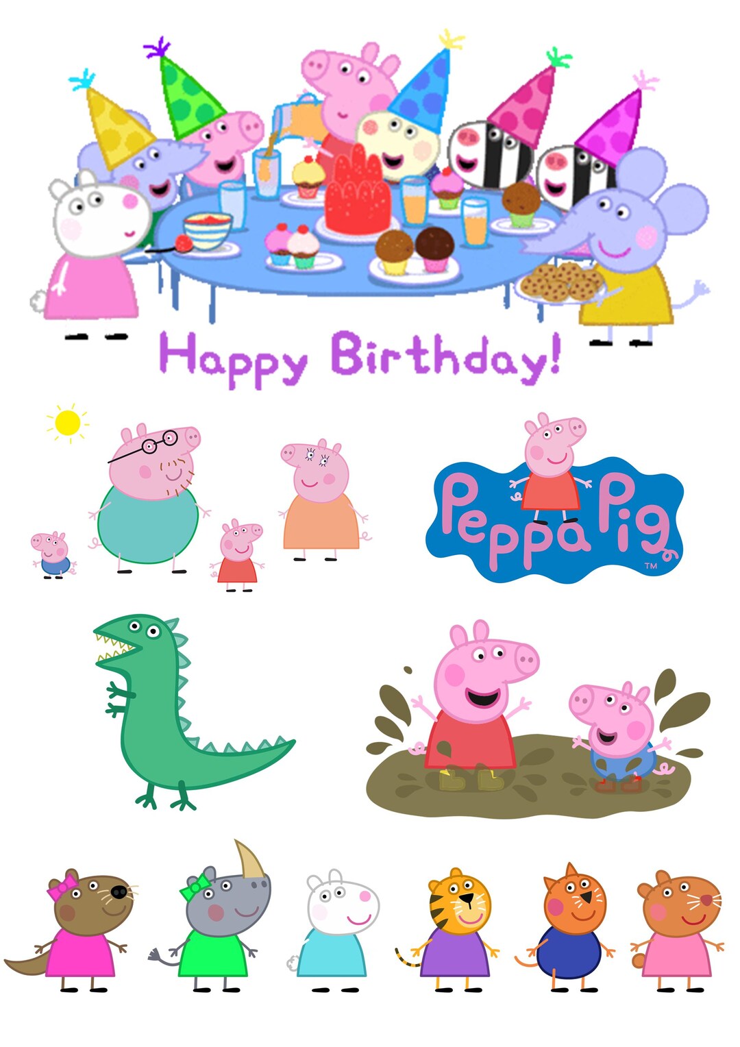Peppa Pig Edible Print Cake Topper Digital Download Peppa Pig Birthday ...