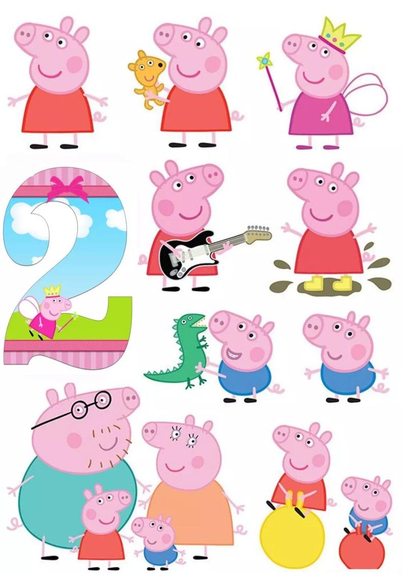 Peppa Pig Cut-out Collage Edible Print Cake Topper - Etsy