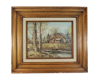 Barn oil painting | Etsy