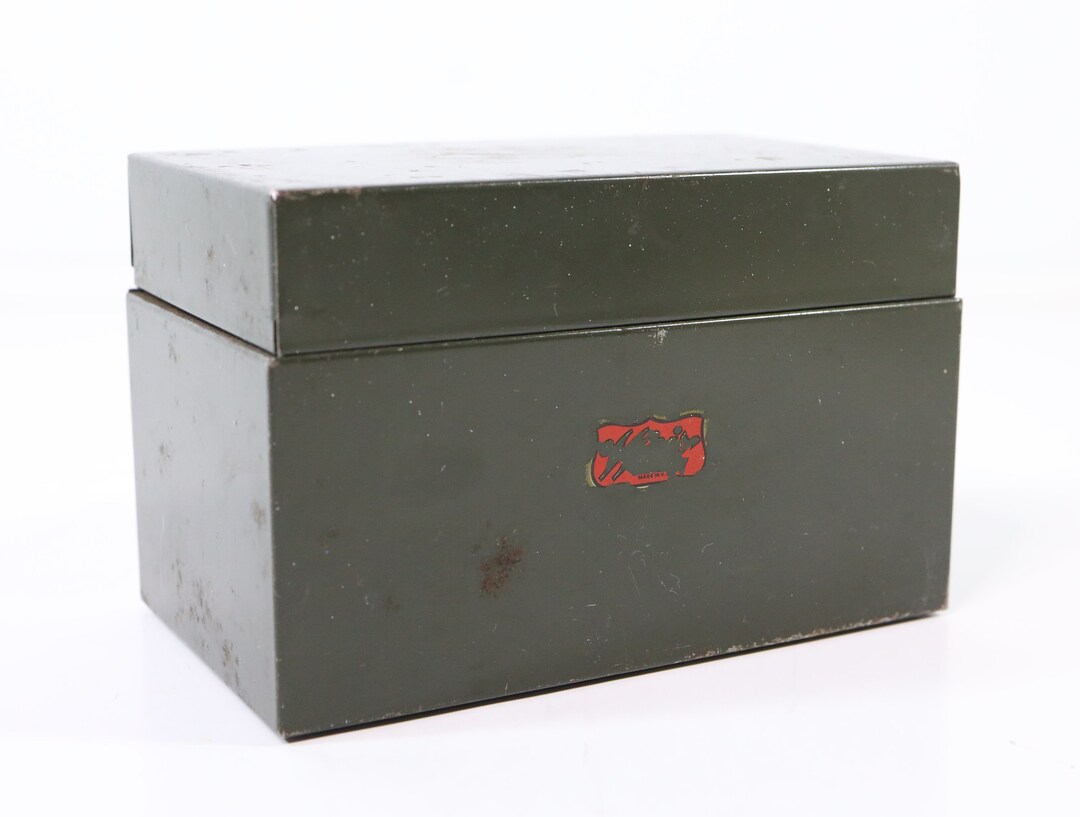 Vintage Metal Green Recipe / Index Card Box for 3 X 5 - Etsy