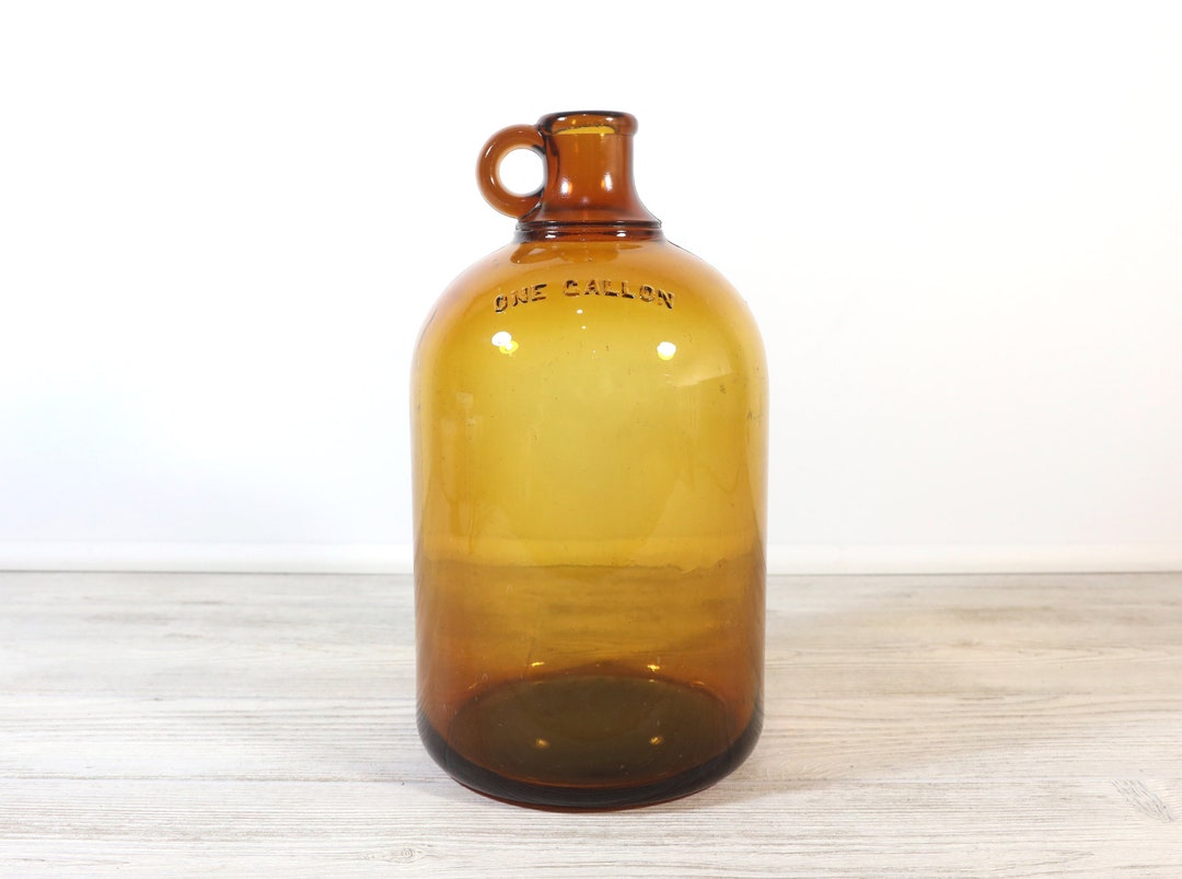 Vintage Amber Glass Gallon Jug - Etsy