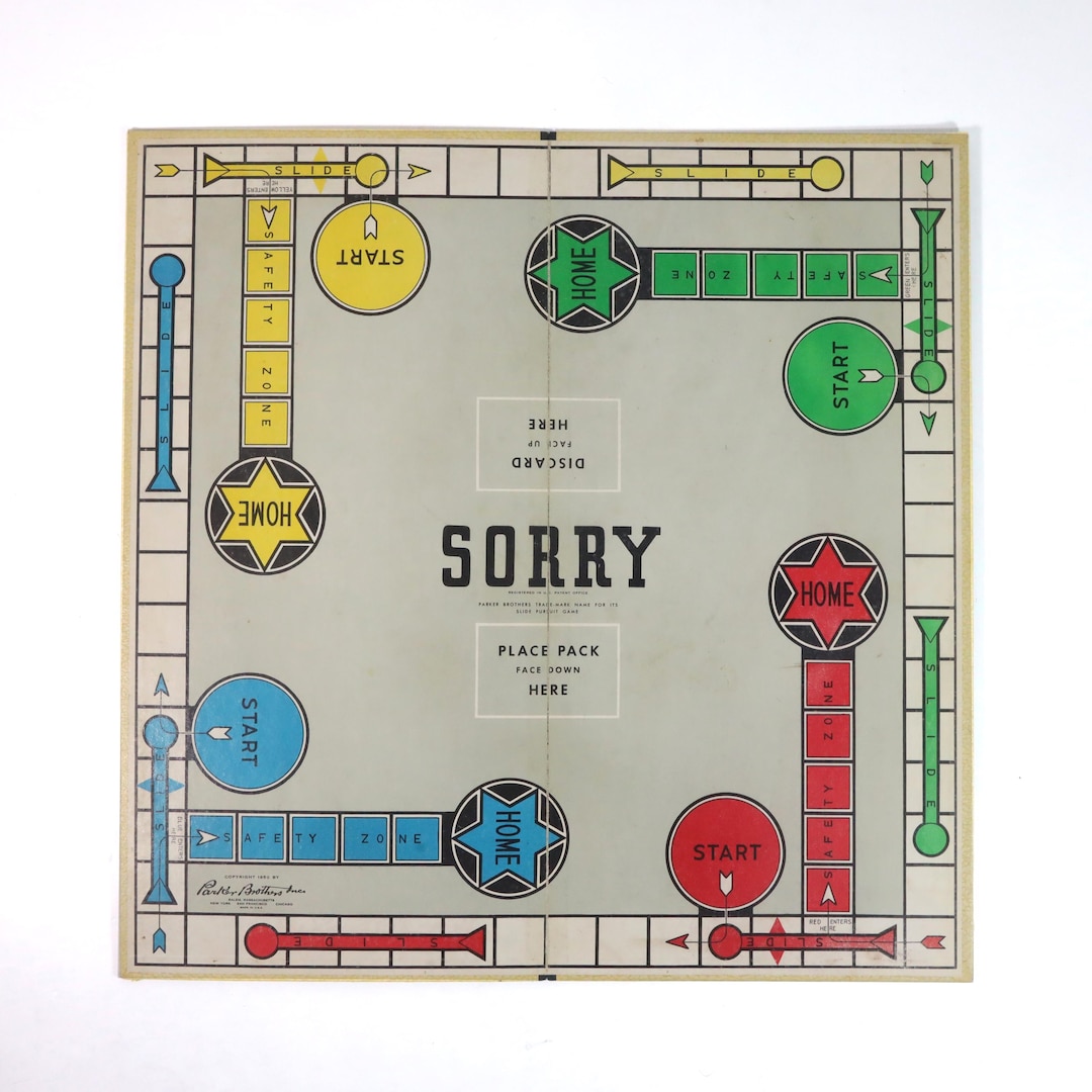 1954 Vintage Sorry Game Board Parker Brothers - Etsy