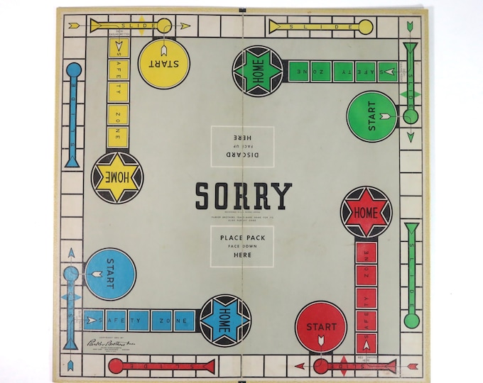 1954 Vintage Sorry Game Board Parker Brothers - Etsy