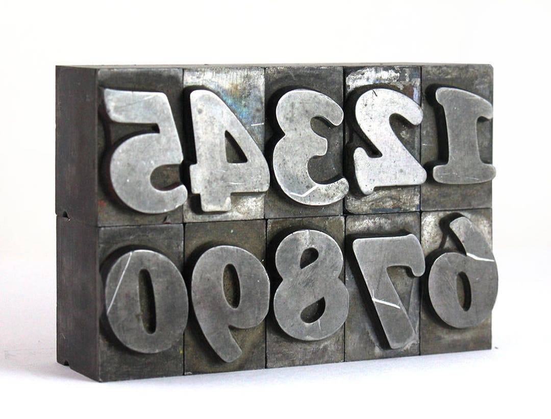 NUMBERS - 72pt Metal Letterpress - Cooper Black Italic - Etsy