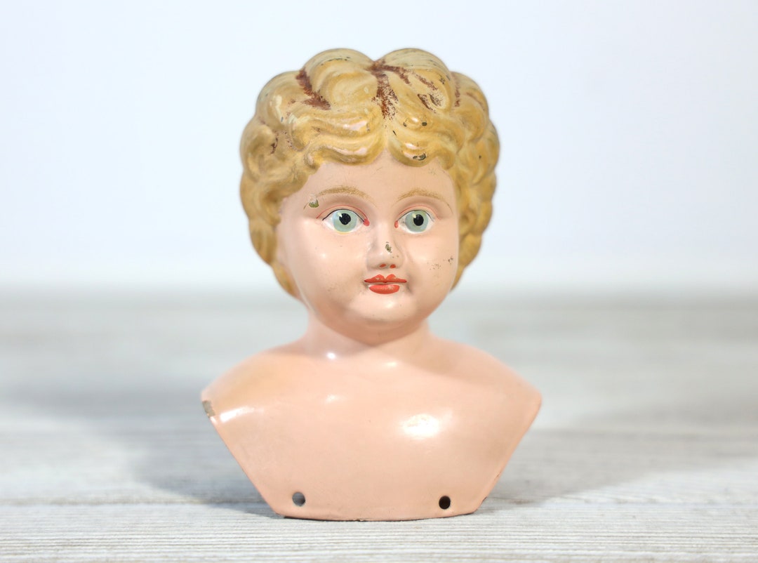 Vintage Minerva Tin Doll Head - Etsy