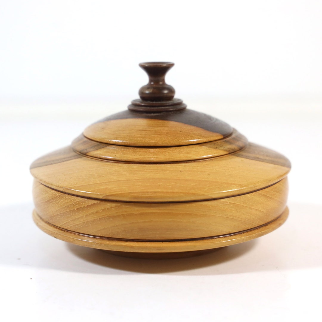 Vintage Wooden Turned / Carved Trinket Box - Etsy