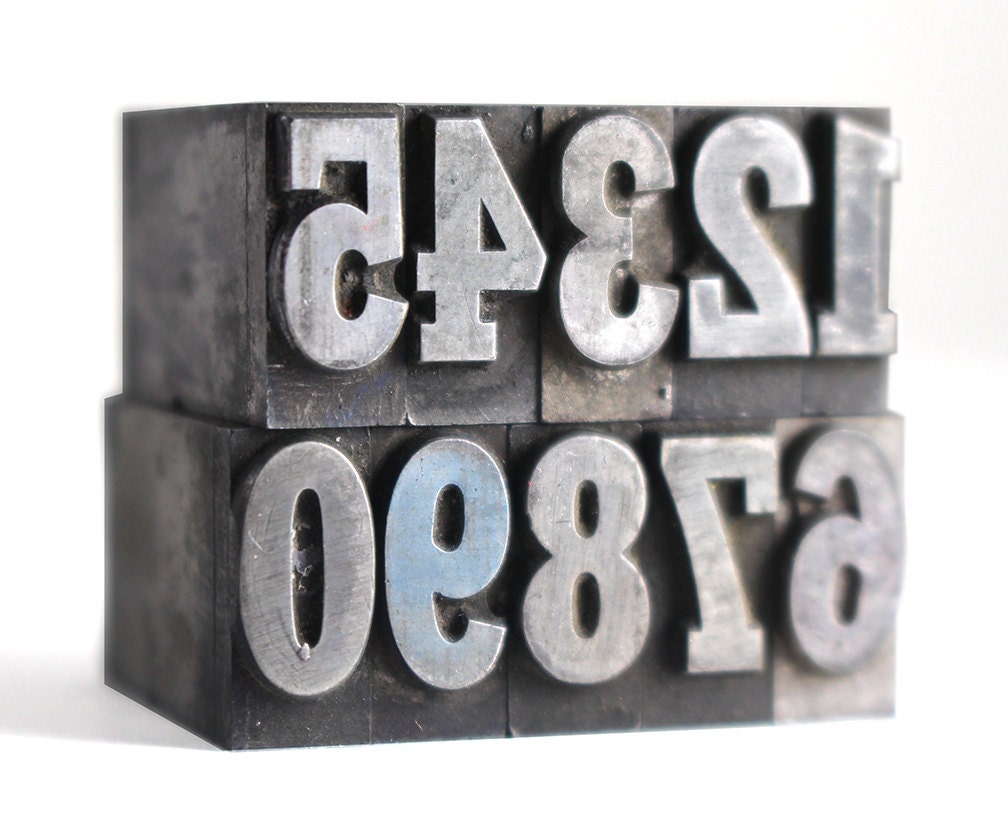 NUMBERS 36pt Metal Letterpress slab Serif - Etsy Denmark