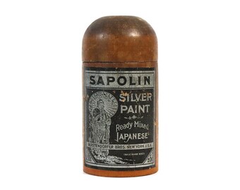 Home & Living Boxes & Bins Vintage Sapolin Japanese Silver Paint Wooden ...