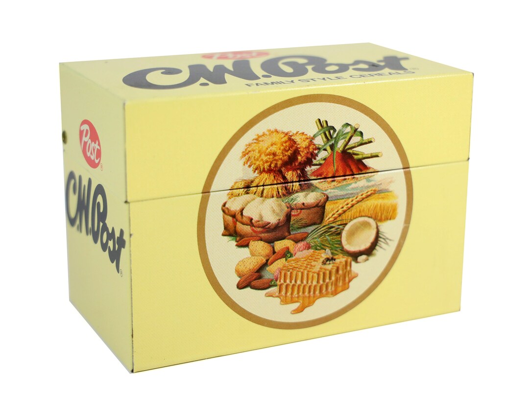 Vintage C.W. Post Cereal Tin Recipe Box - Etsy