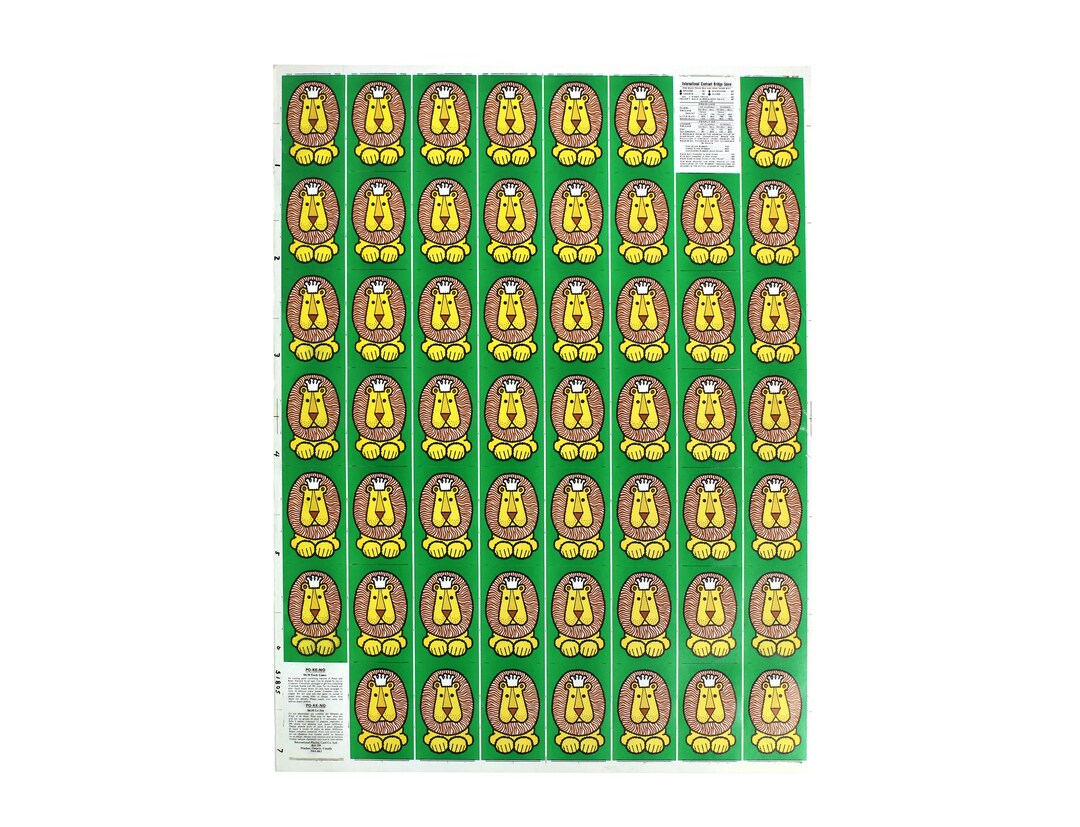 Vintage Uncut Playing Cards - Lions - Poster - Printer Proof - Wall Art ...