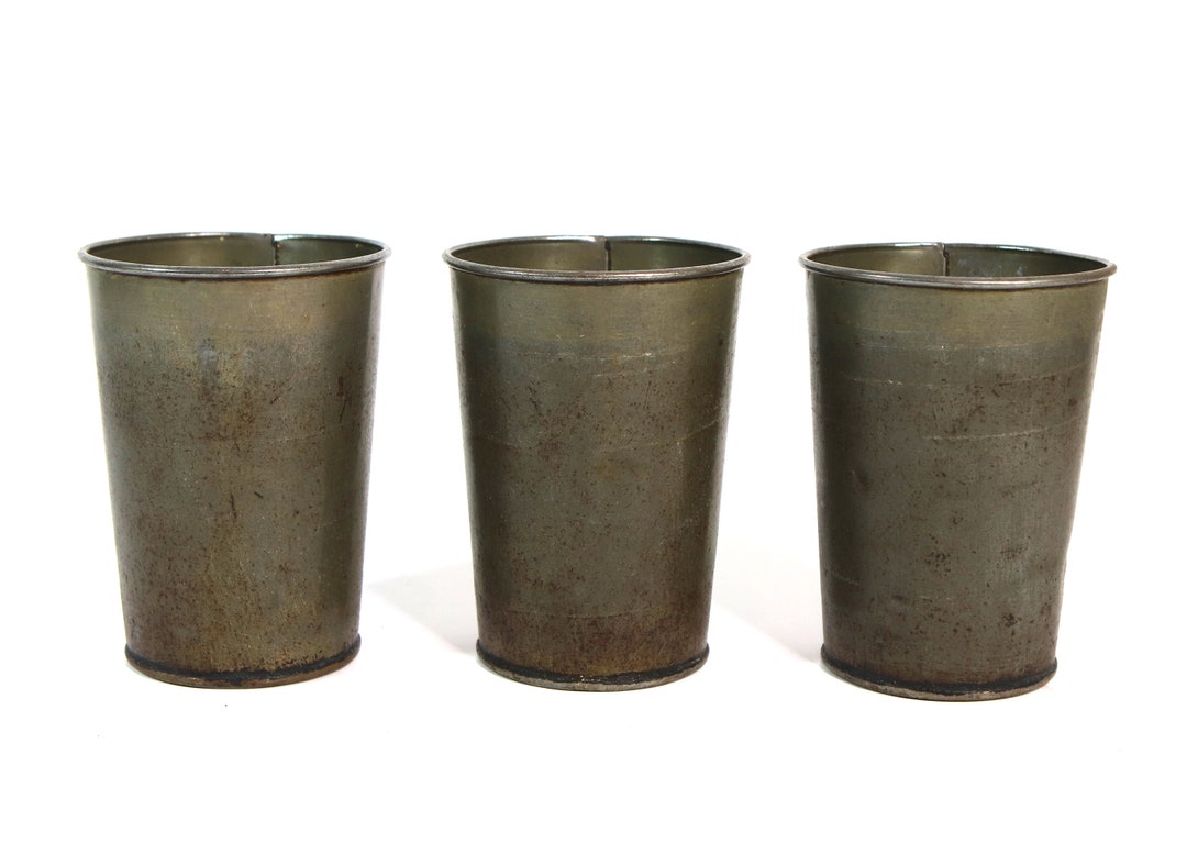 Set of 3 Vintage Metal Industrial Cups / Canisters - Etsy