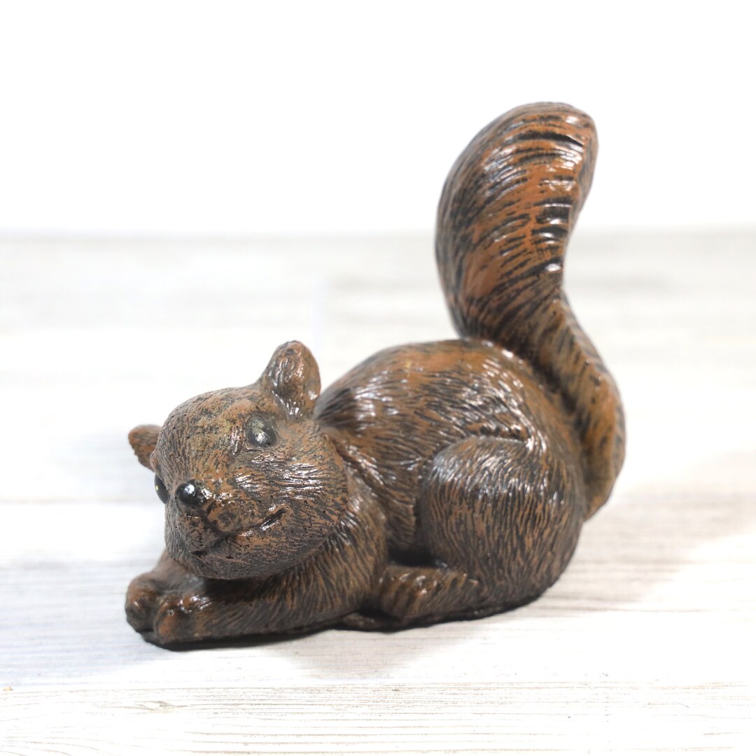 Vintage 5" Cement Squirrel Garden Statue - Etsy