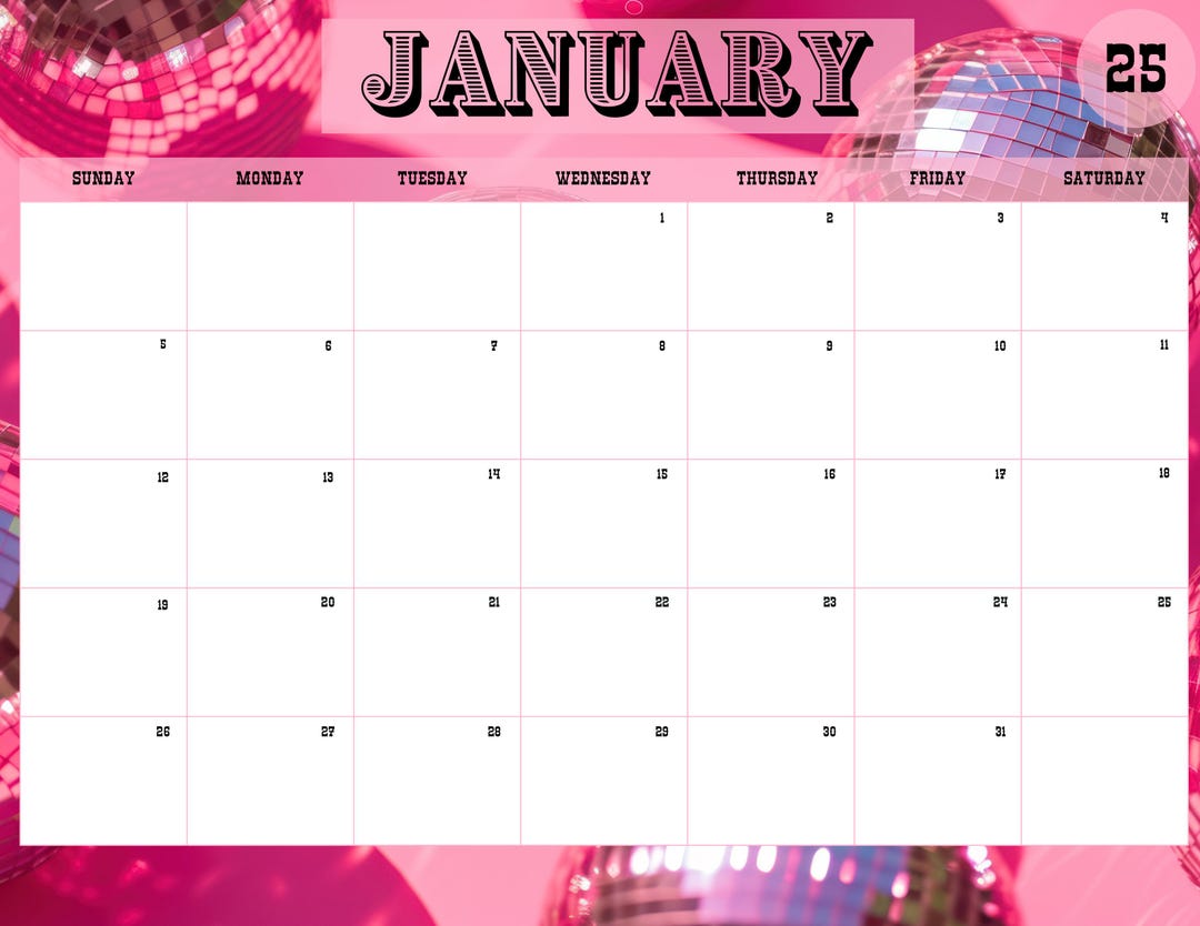 2025 Printable Monthly Calendar Disco Cowgirl - Etsy