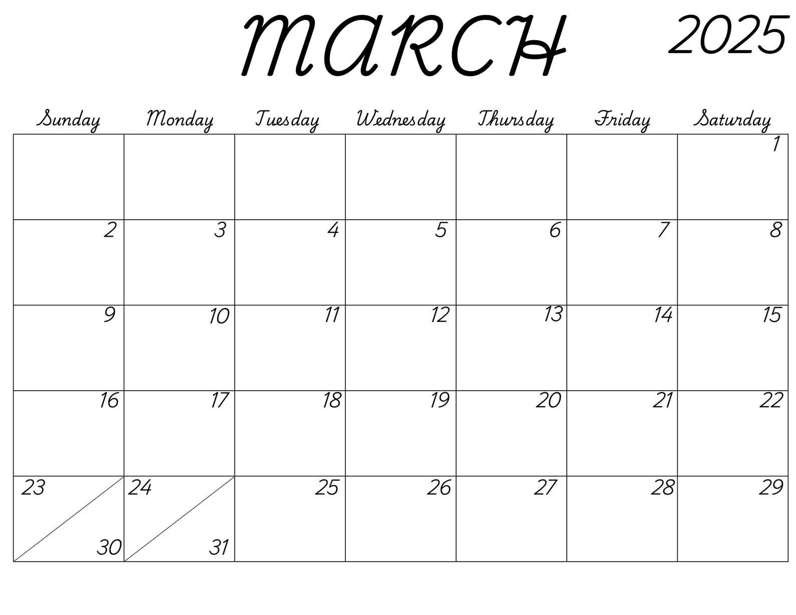 2025 Monthly Calendar: Printable & Editable Canva Template in Script ...