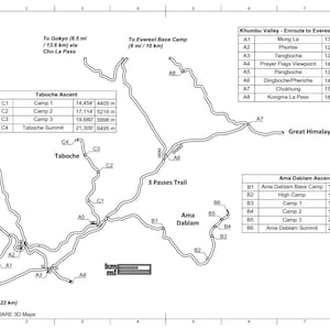 Ama Dablam - Taboche, Khumbu Valley to Everest BC, 3D Topographic Push ...