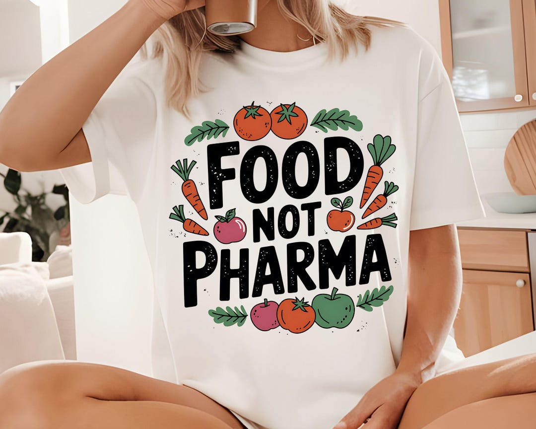 Food Not Pharma Png ,fruits & Vegetables Design on a T-shirt, Support ...