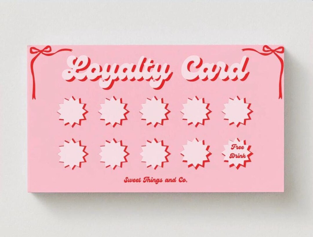 Pink & Red Loyalty Card Template: Small Business Rewards (digital ...