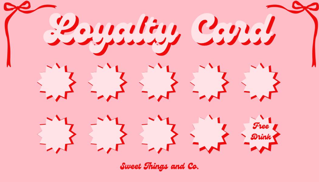 Pink & Red Loyalty Card Template: Small Business Rewards (digital ...