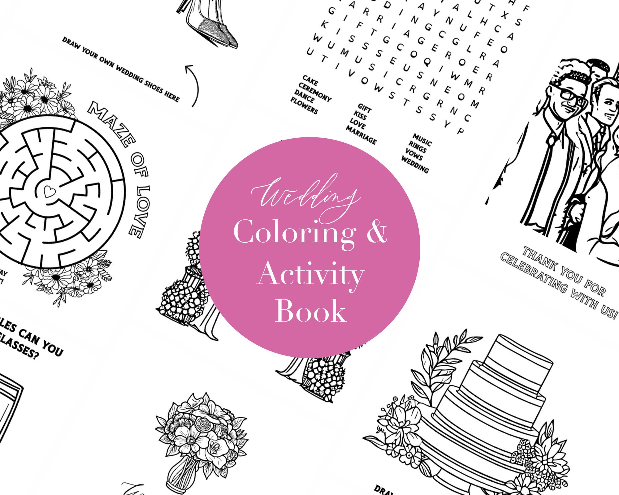 Kids Wedding Activity Coloring Pack Printables for DIY Wedding Kids ...