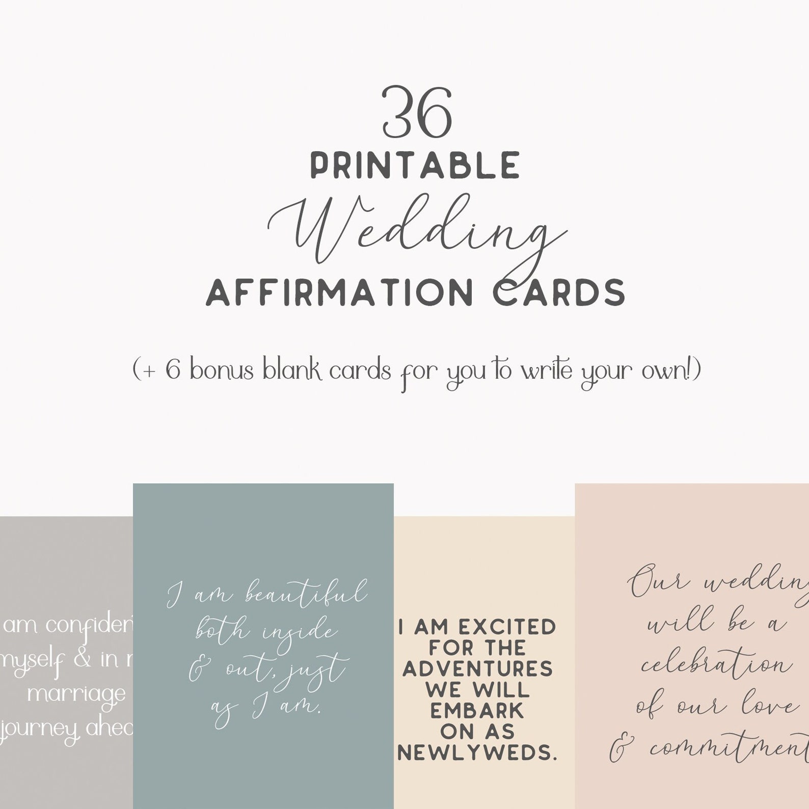 Printable Wedding Affirmation Cards for Bride or Groom | Bride to Be ...
