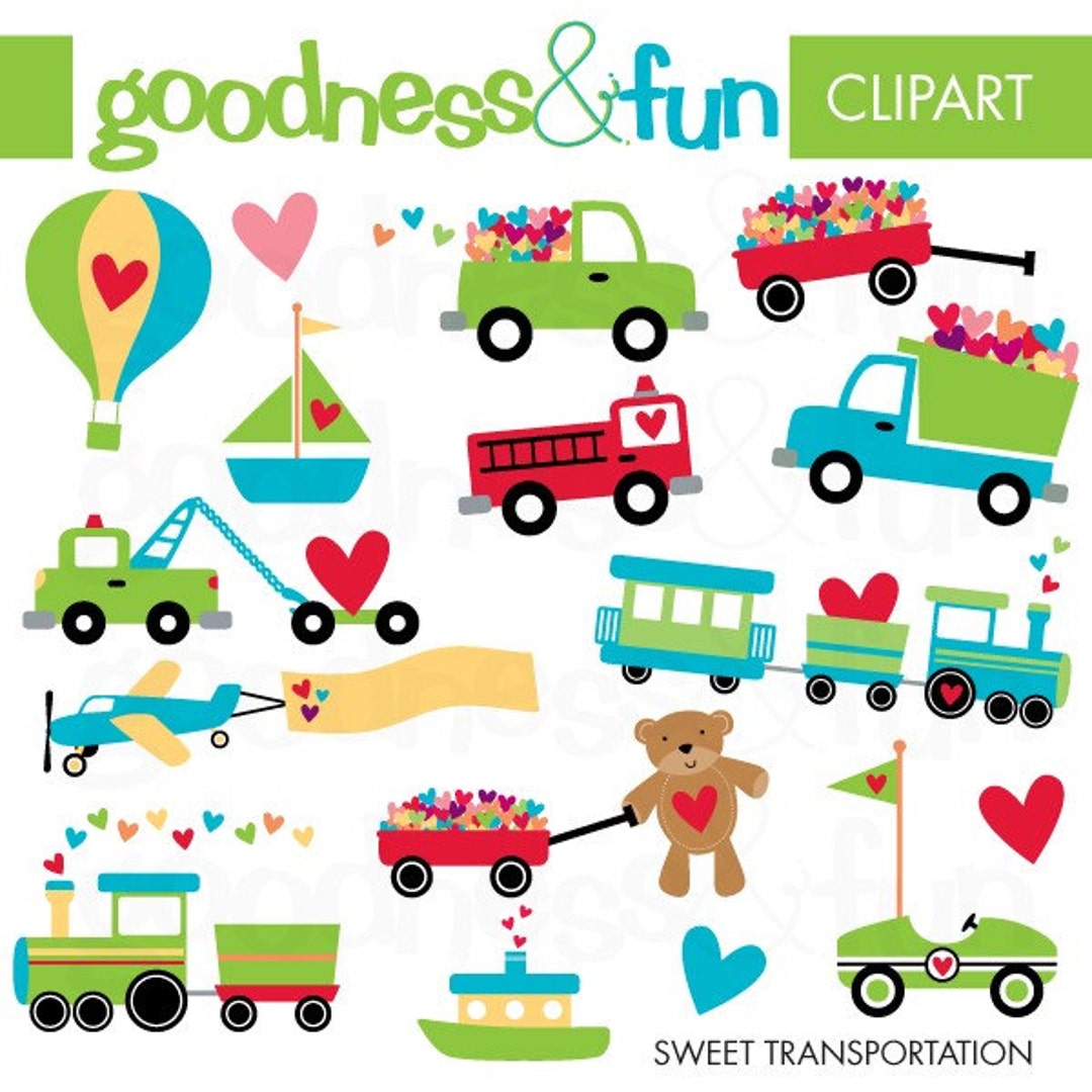 Sweet Transportation Clipart - Digital Transportation Clipart - Instant ...