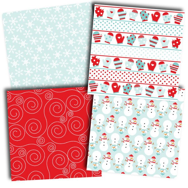 Let It Snow Winter Digital Papers - Digital Winter Paper Pack - Instant ...