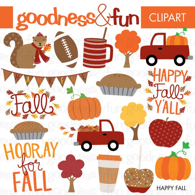 Happy Fall Fall Clipart Digital Happy Fall Clipart Instant - Etsy