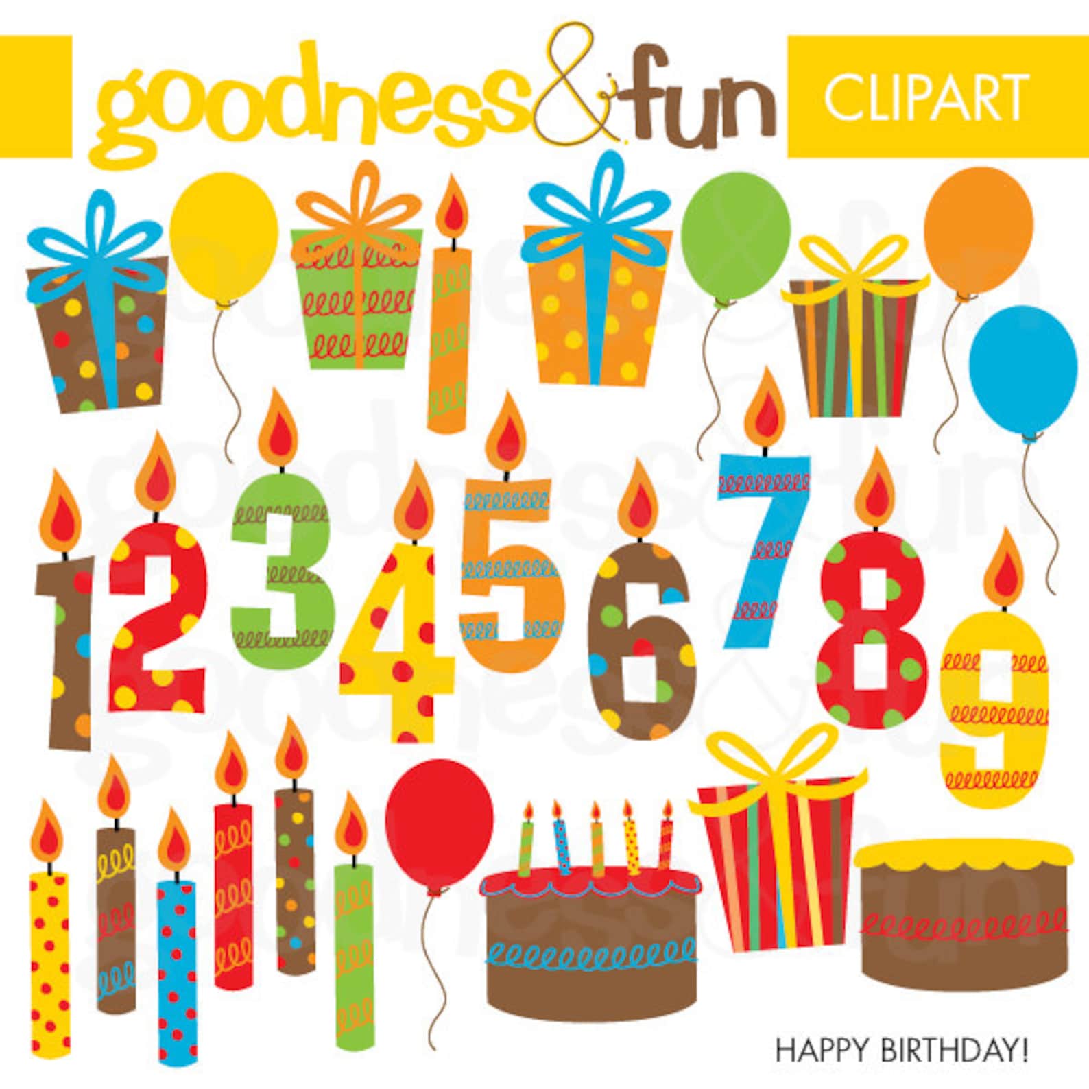 Happy Birthday Clipart Digital Birthday Clipart Instant - Etsy