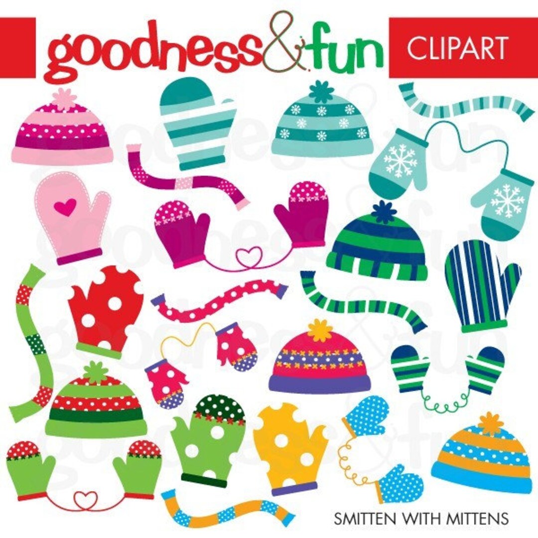 Smitten With Mittens Clipart Digital Winter Accessories Clipart Instant ...