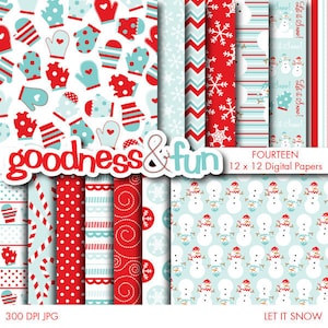 Let It Snow Winter Digital Papers - Digital Winter Paper Pack - Instant ...