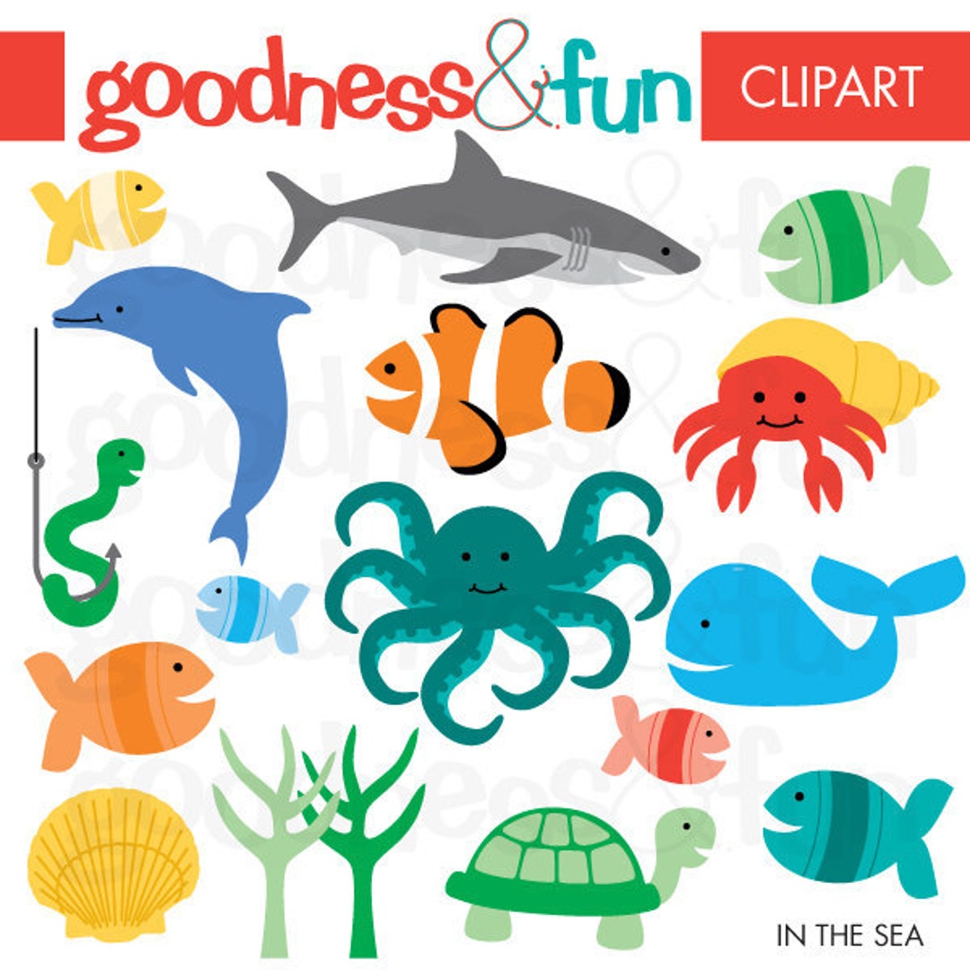 In the Sea Animal Clipart Digital Ocean & Sea Animal Clipart Instant ...