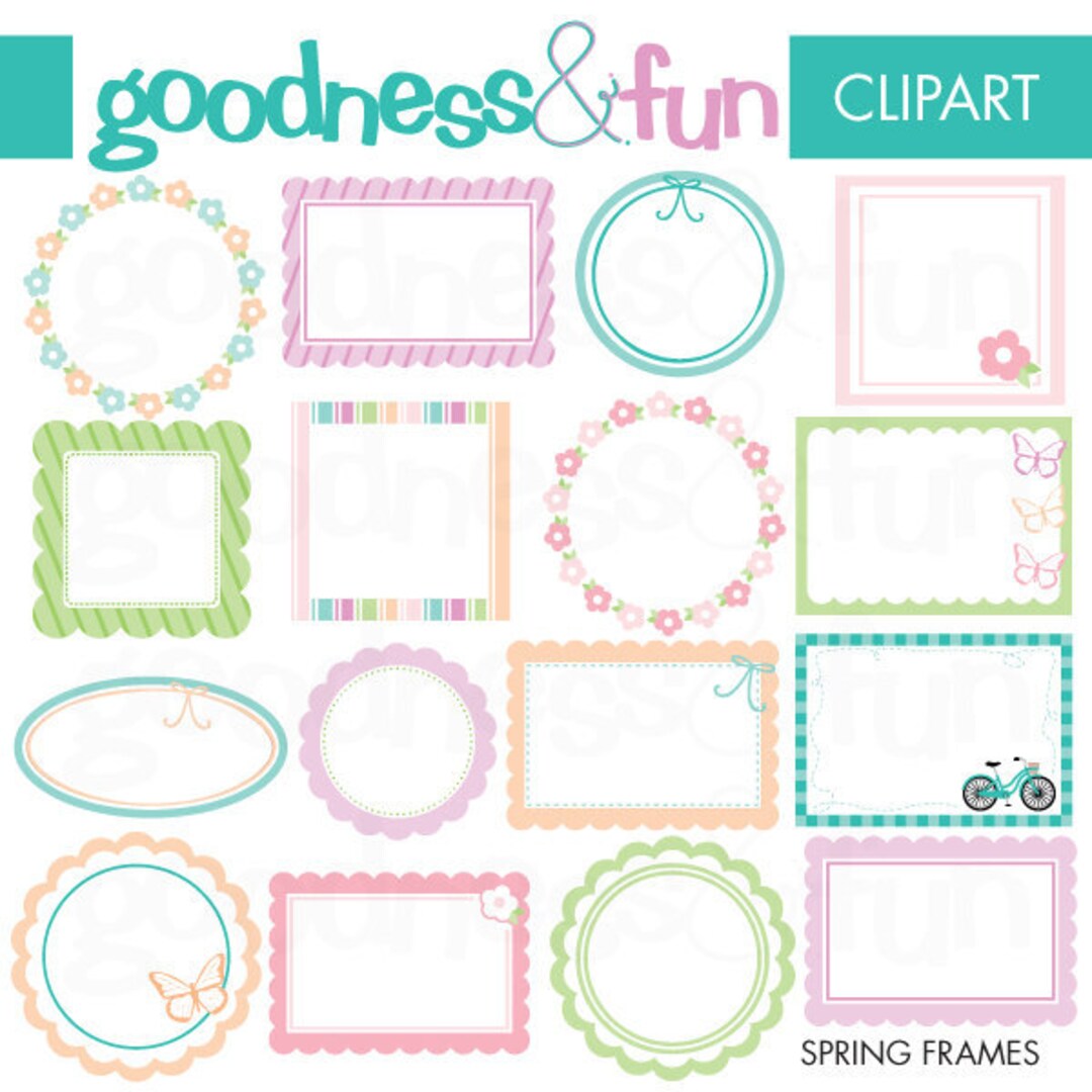 Spring Frames Clipart Digital Spring Frame Clipart Instant Download - Etsy