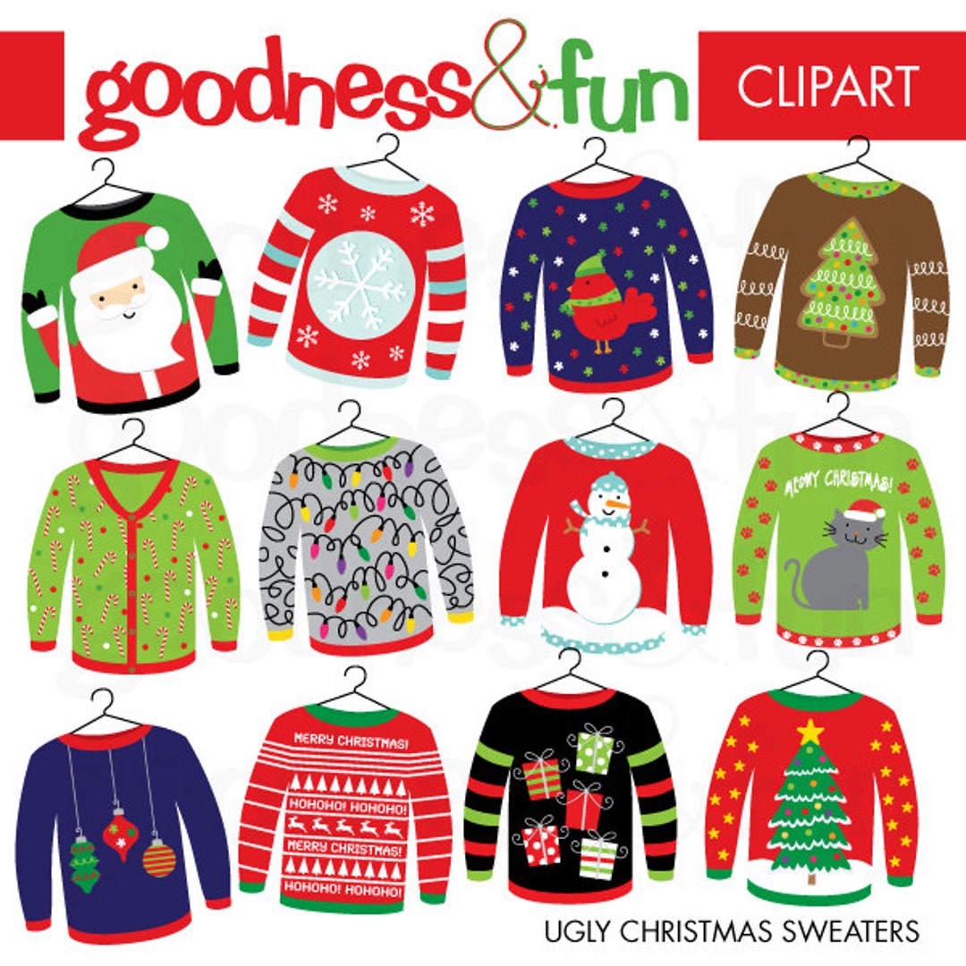 Ugly Christmas Sweater Christmas Clipart - Digital Ugly Christmas ...