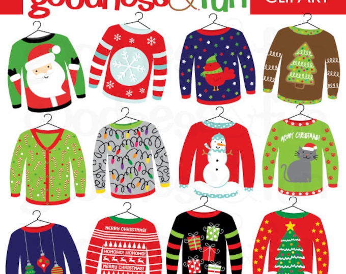 Ugly Christmas Sweater Christmas Clipart Digital Ugly - Etsy
