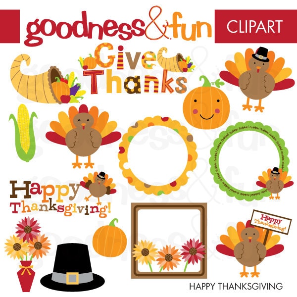 Happy Thanksgiving Clipart Digital Thanksgiving Clipart Instant ...