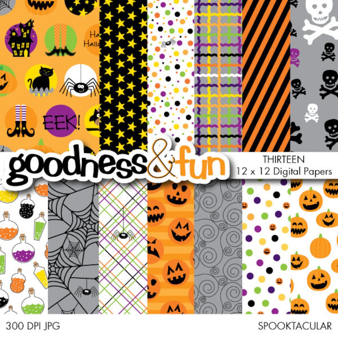 Spooktacular Halloween Digital Papers - Digital Halloween Paper Pack ...