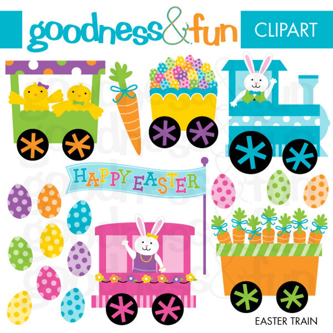 Easter Train Easter Clipart Digital Easter Clipart Instant | Etsy