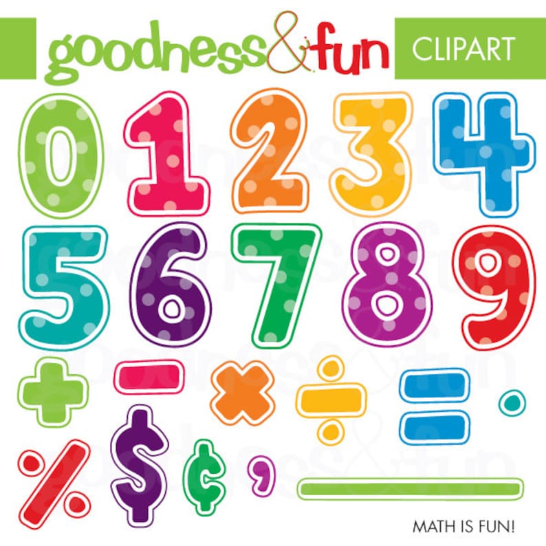 Math is Fun Clipart Digital Number Math Clipart Instant - Etsy