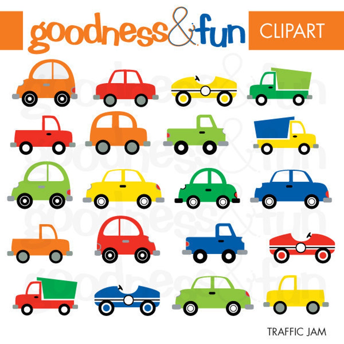 Traffic Jam Transportation Clipart - Digital Cars & Trucks Clipart ...