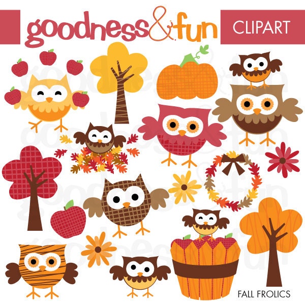 Fall Owl Clipart - Etsy