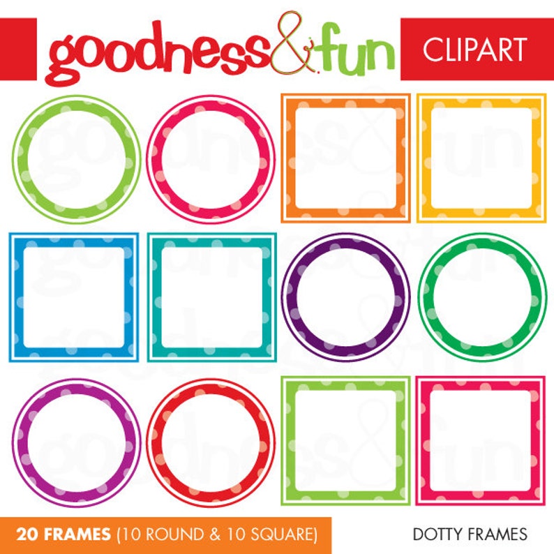 Dotty Frames Clipart Digital Frames Clipart Instant Download - Etsy