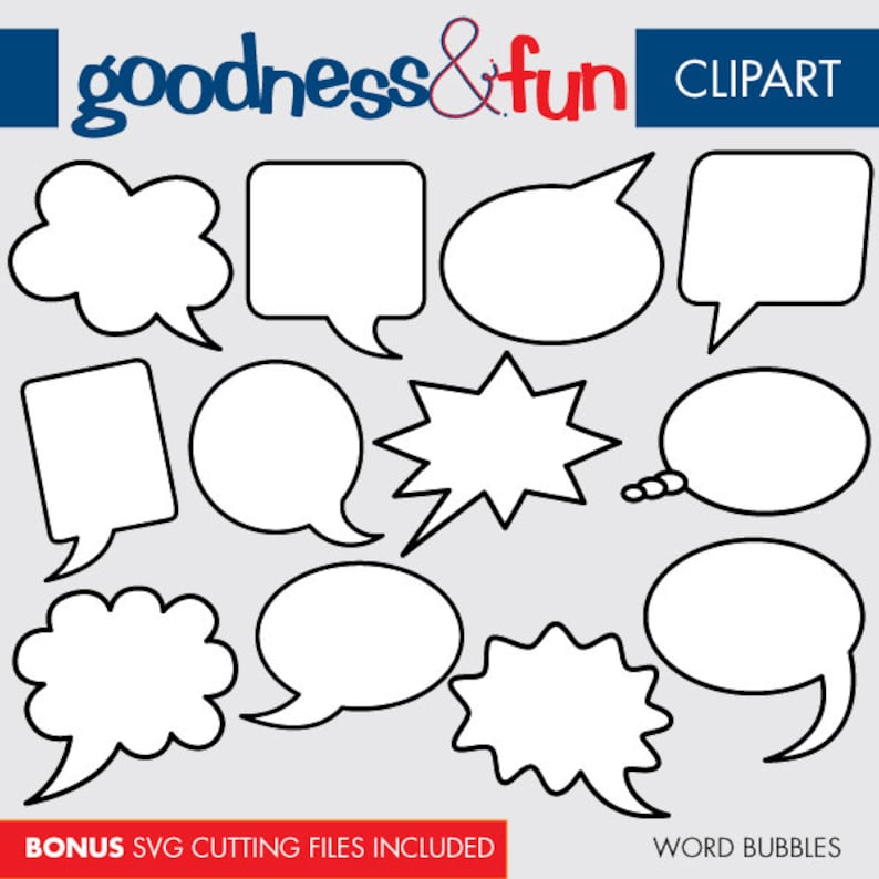 Word Bubble Clipart Digital Word Bubble Clipart Instant - Etsy