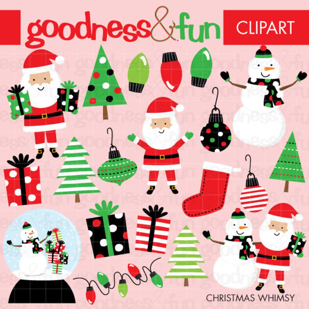 Christmas Whimsy Santa Clipart Digital Christmas Whimsy Santa Clipart ...