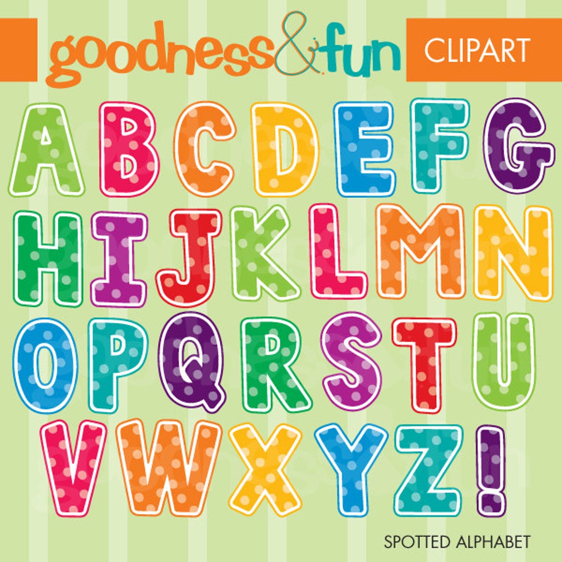 Spotted Alphabet Clipart Digital Alphabet Clipart Instant Download - Etsy