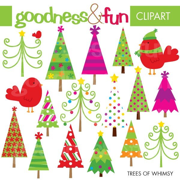 Trees of Whimsy Christmas Clipart - Digital Christmas Clipart - Instant ...