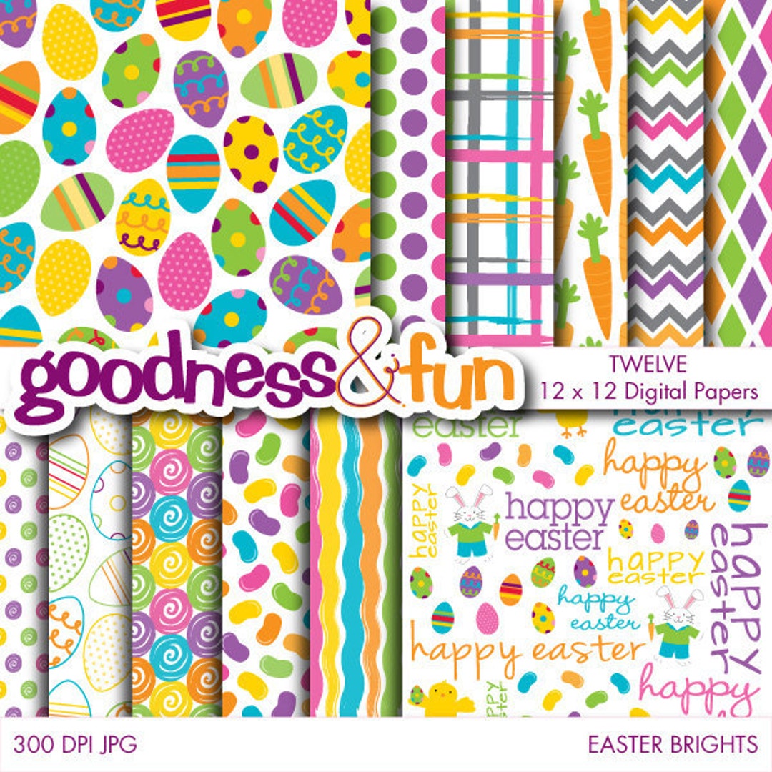 Easter Brights Easter Digital Papers Digital Easter Paper Pack Instant ...